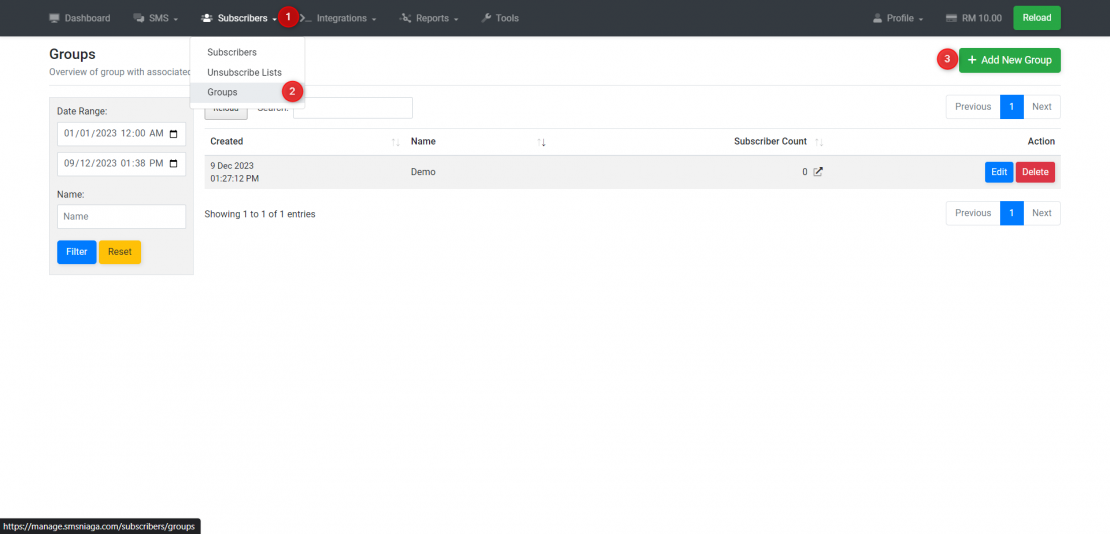 Tambah Groups - Docs